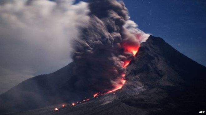 Volcano erupts on Indonesian Sumatra island